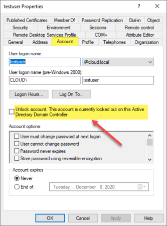 How to check if an Active Directory account is locked out